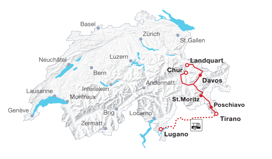 Bernina Express - Trem panorâmico de St. Moritz a Tirano